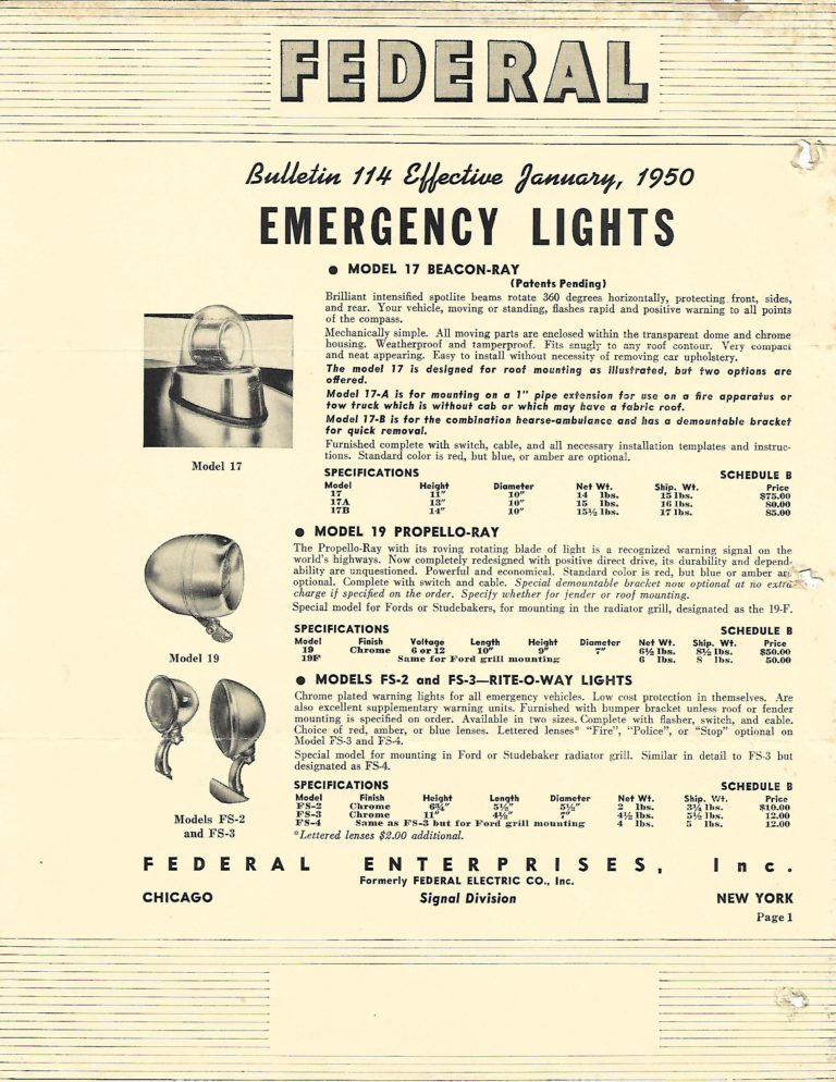 Federal Siren catalog 19500003 – Star City Volunteer Fire Department